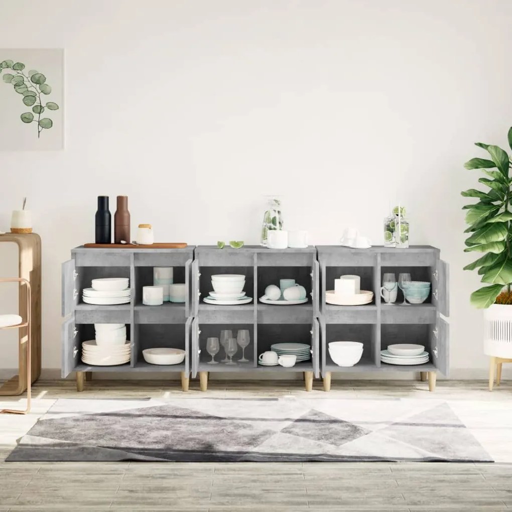 Příborníky 3 ks betonově šedé 60 x 35 x 70 cm kompozitní dřevo 3185771