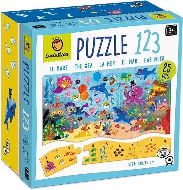 Ludattica puzzle 123, nauč se počítat, moře, 25 dílků