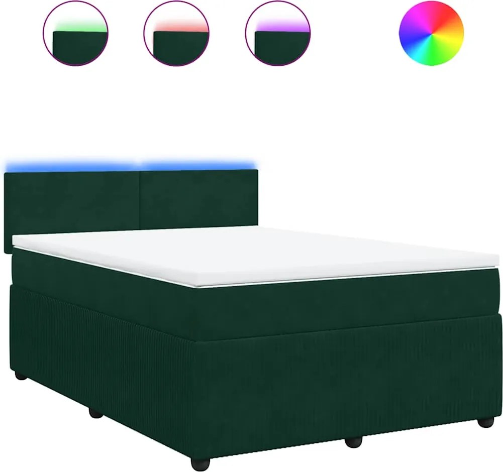 Box spring postel s matrací tmavě zelená 160x200 cm samet 3290079