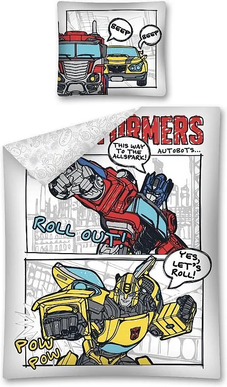 DETEXPOL Povlečení Transformers komiks Bavlna 140/200, 70/80 cm