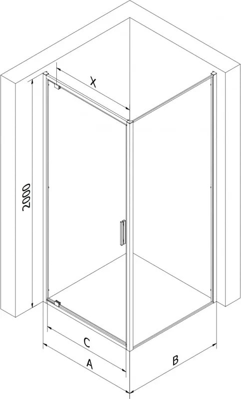 Mexen Exo, sprchový kout s křídlovými dveřmi 85 x 70 cm, 6mm čiré sklo, černý profil, 8181-085-070-70-00