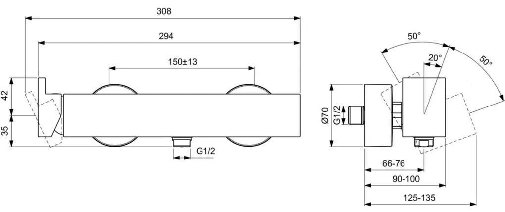 Ideal Standard Extra - Sprchová baterie nástěnná, magnetově šedá BD512A5