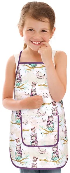 Bellatex Dětská zástěrka Sovička na větvi rozměr 47 x 60 cm, pro děti ve věku 5 - 8 let