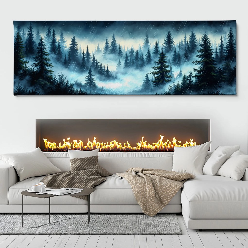Obraz na plátně - Když déšť a mlha lesy zahalí FeelHappy.cz Velikost obrazu (šířka x výška): 210 x 70 cm