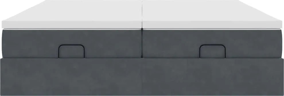 Osmanský rám postele s matracíes tmavě šedá 180x200cm samet 3311262