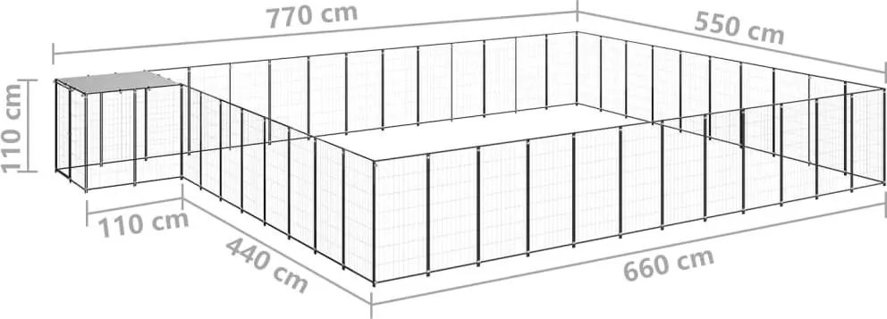 vidaXL Psí kotec 37,51 m² ocel [3082242] Barva: Stříbrná