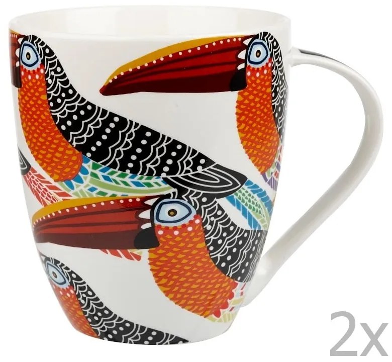 Sada 2 hrnků z porcelánu Churchill China Toucans, 500 ml