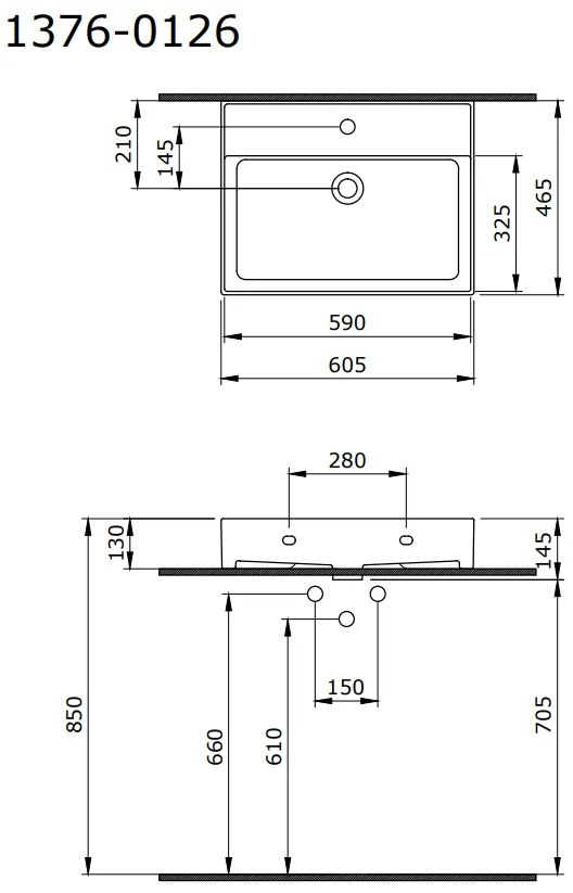 BOCCHI Milano - Umyvadlo 605x465 mm, s přepadem, bílá lesklá