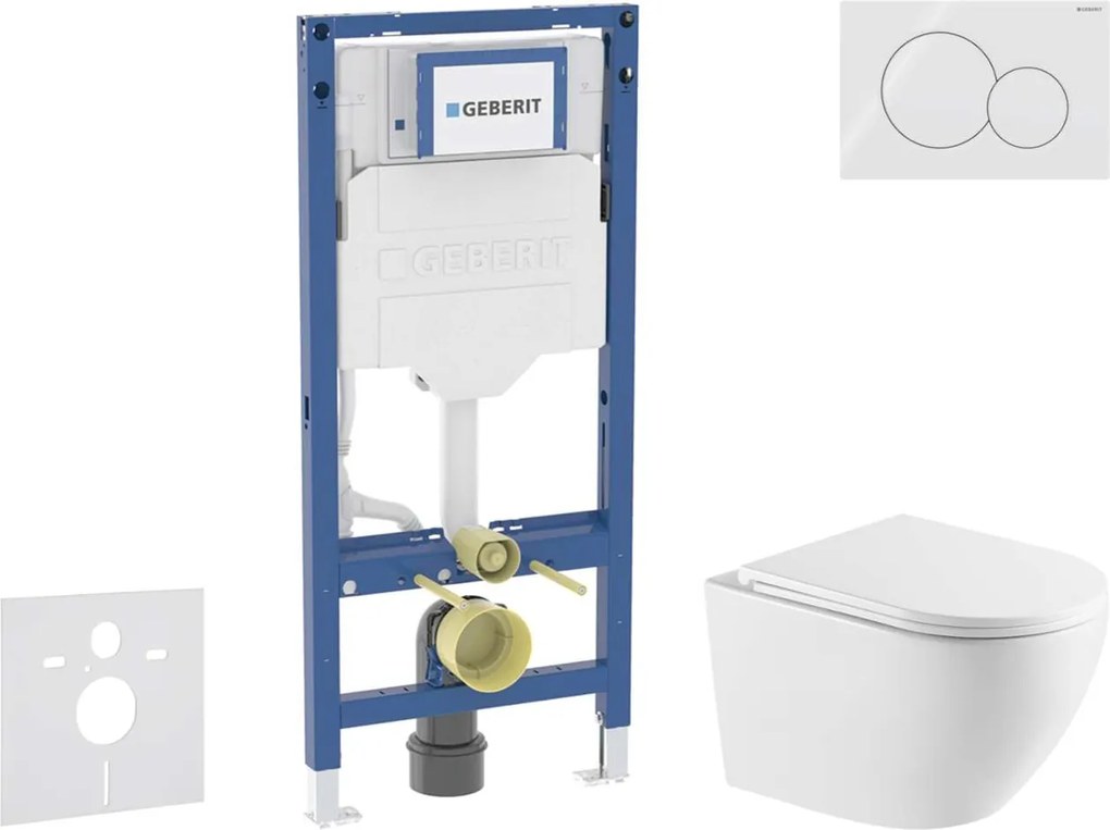 Geberit Duofix - Set předstěnové instalace, klozetu Oudee a sedátka softclose, tlačítko Sigma01, alpská bílá SANI11CA31117