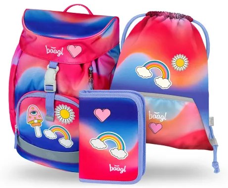 BAAGL 3 SET Airy Hippie: batoh, penál, sáček