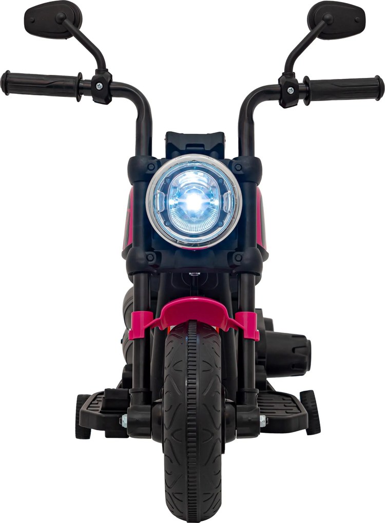 Ramiz Elektrická motorka Chopper FASTER pro děti růžová + FM rádio + audio panel + LED