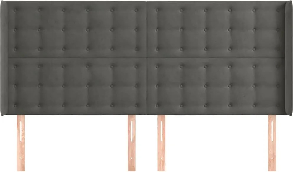 Čelo postele typu ušák tmavě šedé 183x16x118/128 cm samet 3120075