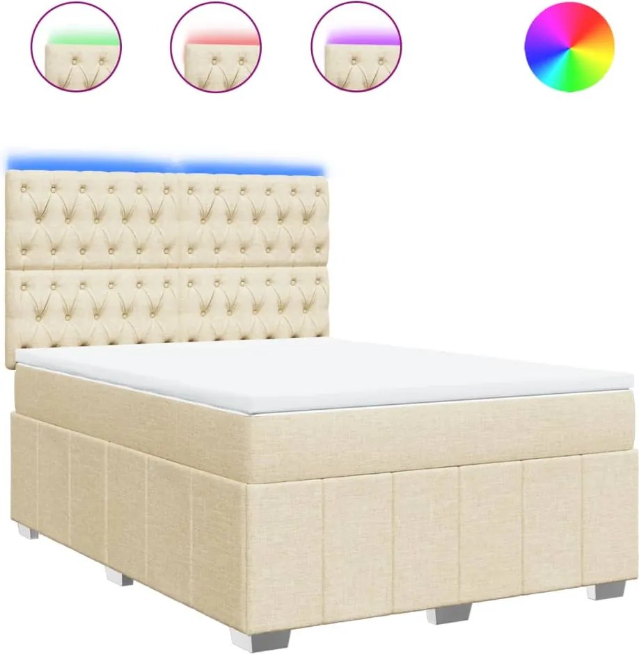 Box spring postel s matrací krémová 140x190 cm textil 3293975