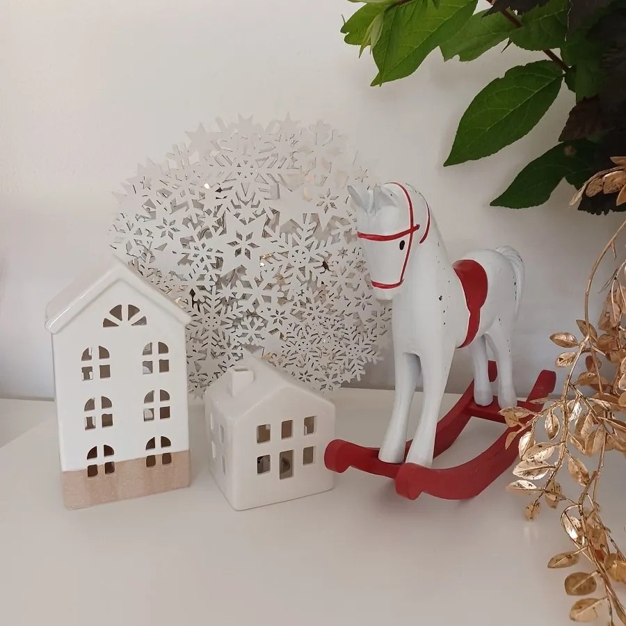 3D LED svítící vločka na baterie 26 × 29 × 3,2 cm teple bílá, IP20 interiér, AA