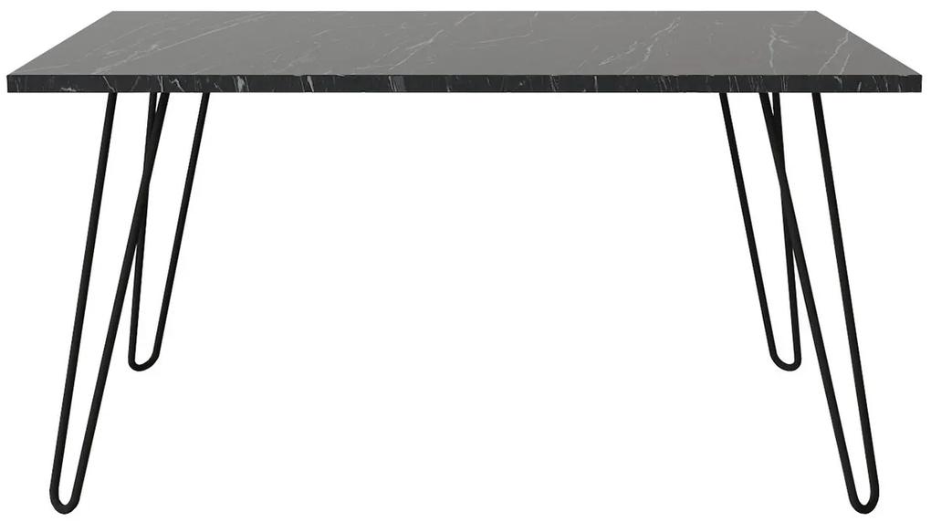 Konferenční stolek DEKARA 90x60 cm, lamino mramor černý, kov černý matný lak