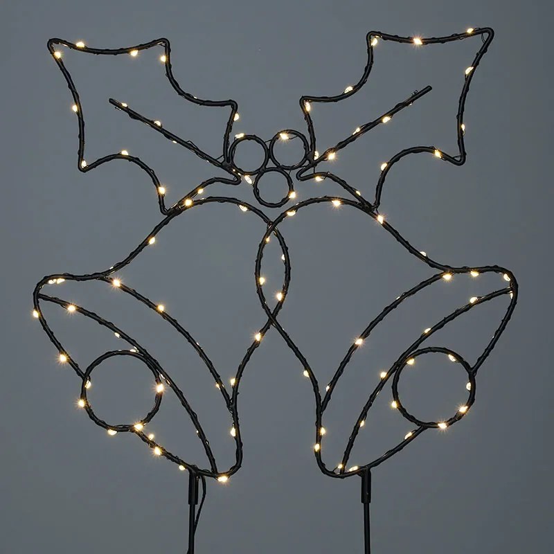 SOLIGHT LED venkovní dekorace zvonečky IP44, 100x LED, časovač, 55cm, 3x AA