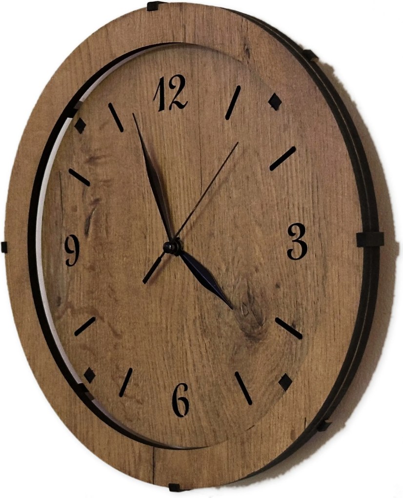 Li-Go Dřevěné hodiny nástěnné "Kruh" dub velikost svítidla/hodin: 31 cm