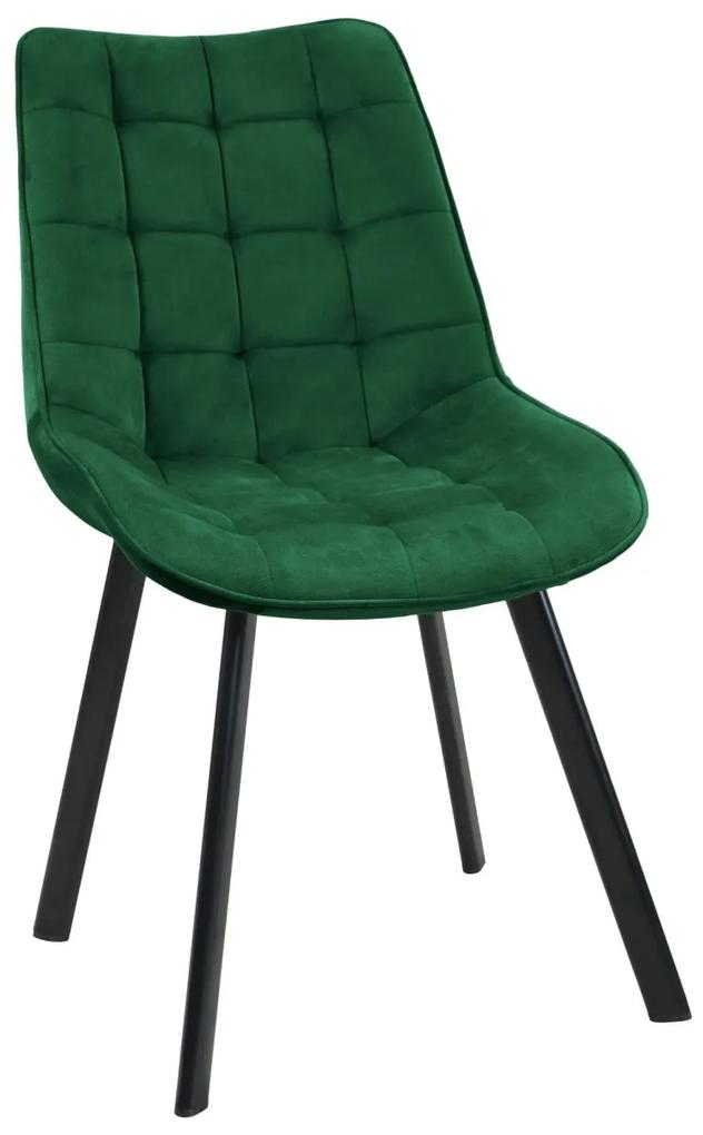 Prošívaná čalouněná velurová židle Algate zelená