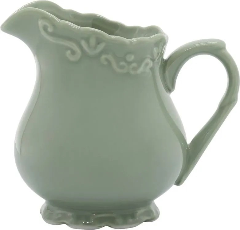 Zelený porcelánový džbánek s krajkou Provence lace verte - 9 cm / 200 ml