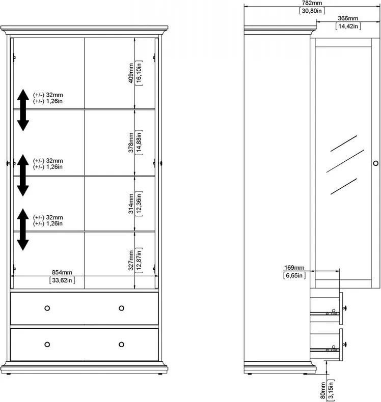 Vitrína Provence, bílá