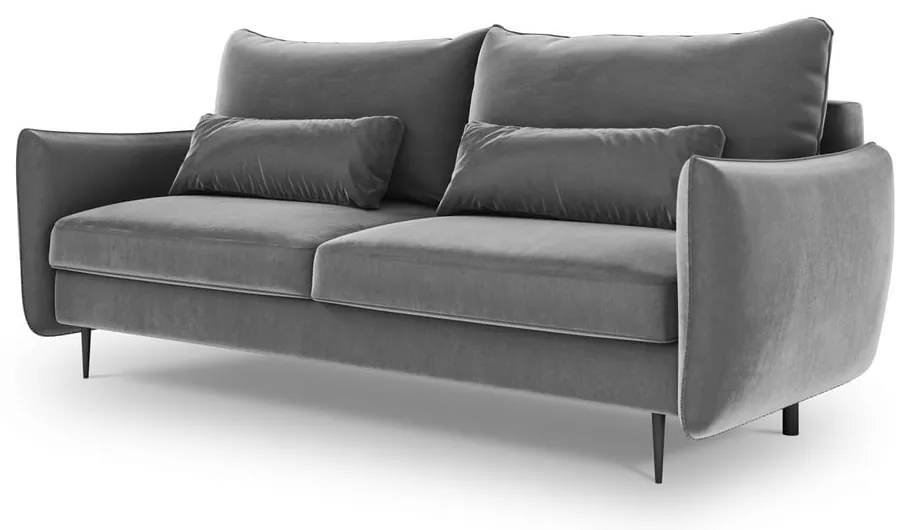 Šedá sametová rozkládací/s úložným prostorem pohovka 222 cm Vermont - II. jakost – Cosmopolitan Design