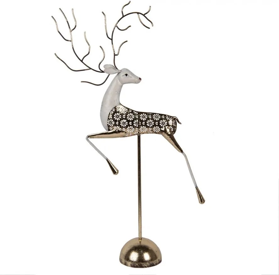 Dekorace socha Jelen ve skoku na podstavci Deer - 36*12*72 cm