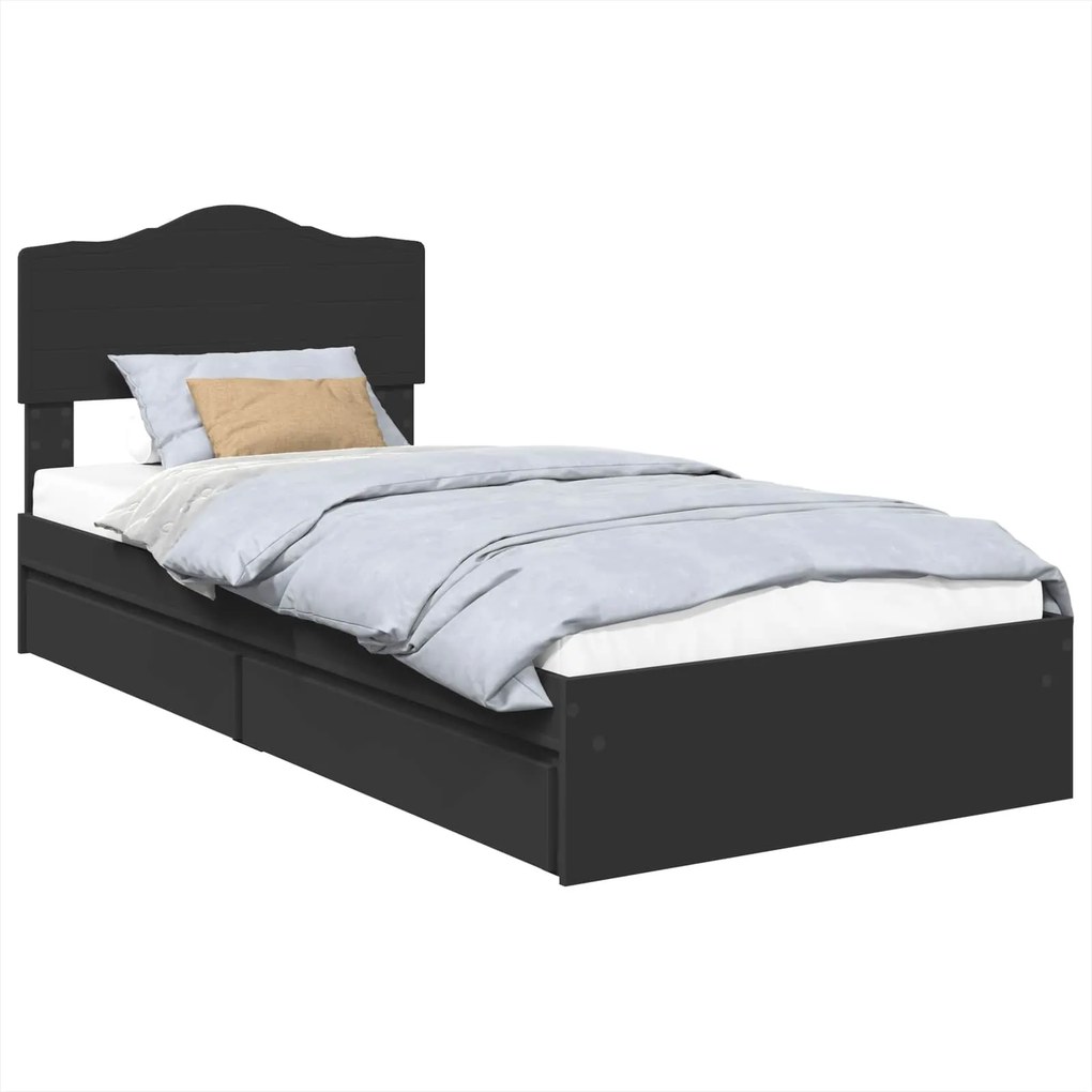 Postel s úložným prostorem Černá 70 x 190 cm Kompozitní dřevo 3413146