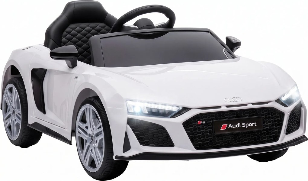 AIYAPLAY Dětské elektrické auto 12V Dětské auto s dálkovým ovládáním Lithium-akumulátor 2 motory Plynulý start Zadní odpružení Bílá