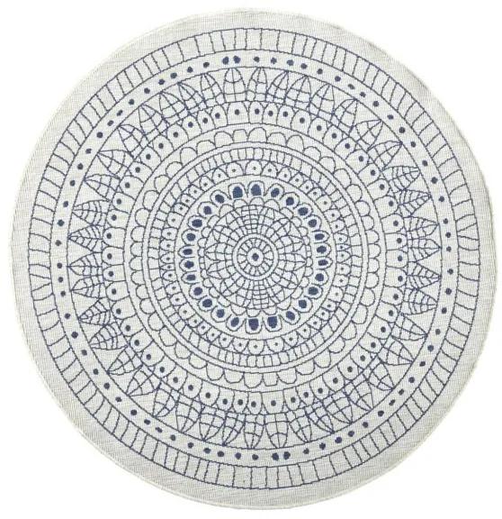 NORTHRUGS - Hanse Home koberce Kusový koberec Twin-Wendeteppiche 103104 creme blau kruh – na ven i na doma - 100x100 (průměr) kruh cm