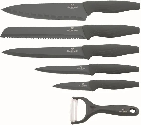 BLAUMANN Sada nožů s nepřilnavým povrchem 6 ks Pastel Chef Line šedá BL-5041
