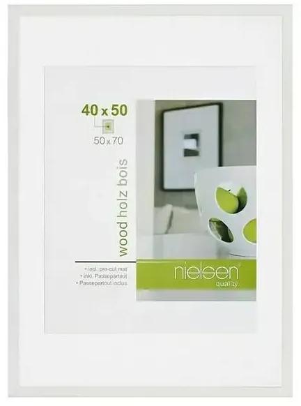 Rám na obraz Nielsen Apollo / 50 x 70 cm / dřevo / sklo / s paspartou / bílá