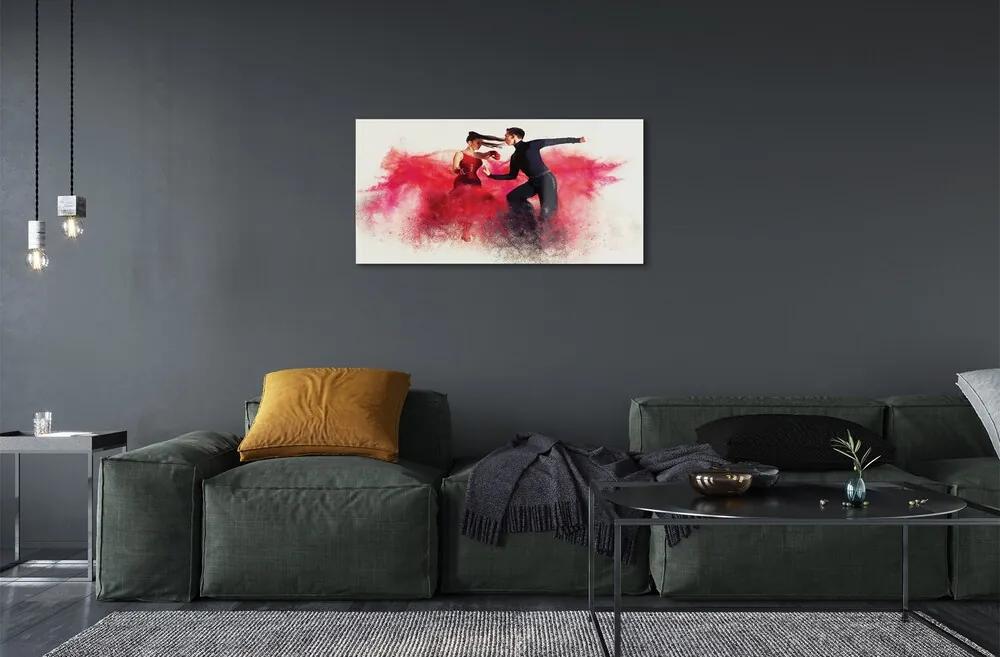 Obraz na skle Lidé červený kouř 120x60 cm