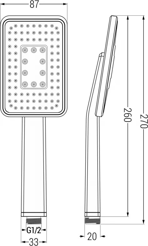 Mexen příslušenství - hlavice ruční sprchy R-54, černá-chrom, 79554-71