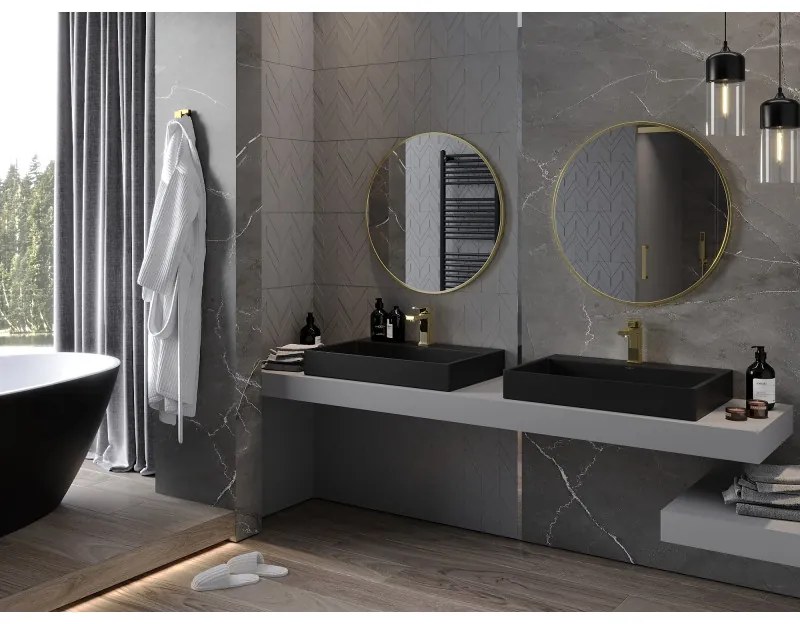Mexen Loft, kulaté koupelnové zrcadlo 75 cm, barva rámu zlatá lesklá, 9850-075-075-000-50