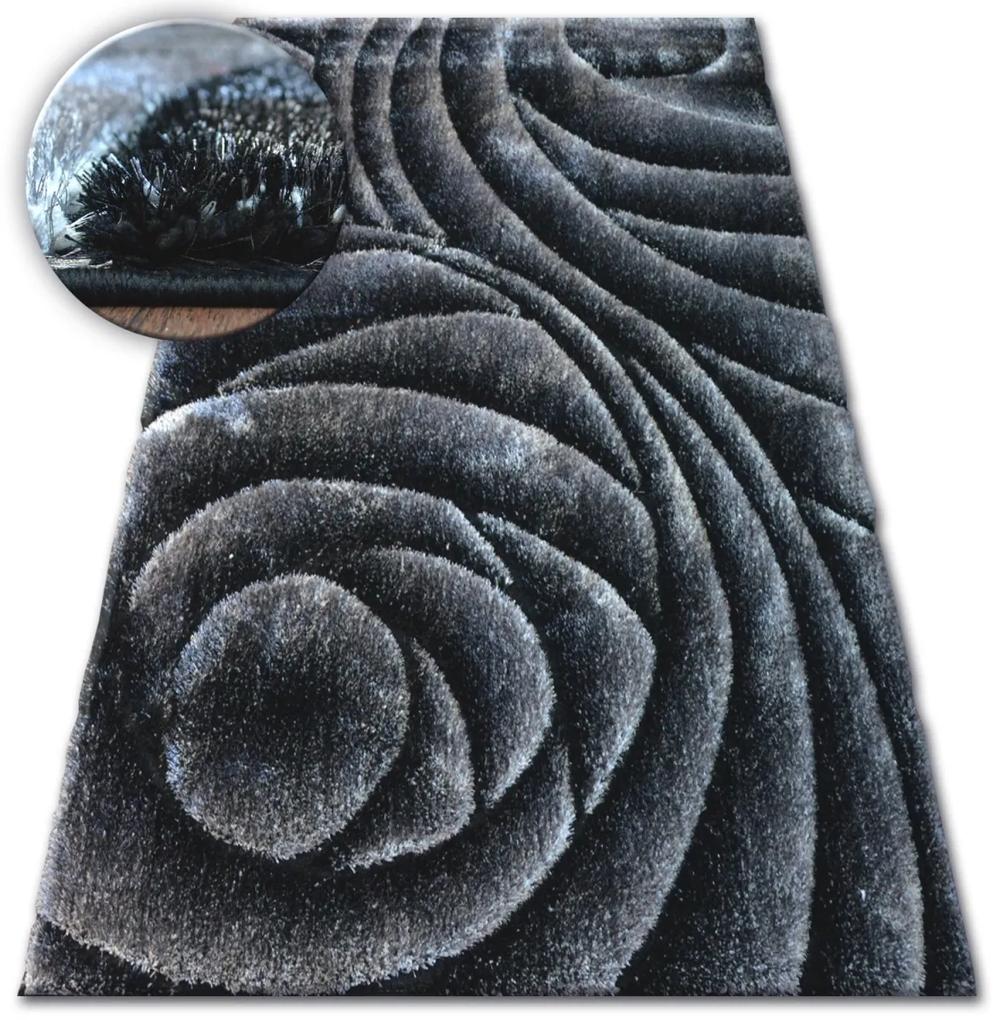Kusový koberec Shaggy SPACEX 3D černý 140x190
