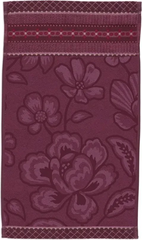 Pip Studio ručníky z bavlněného froté Jasmine Jacquard, tmavě růžové (Luxusní ručníky z bavlněného froté v designu Jasmine Jacquard v tmavě růžové)
