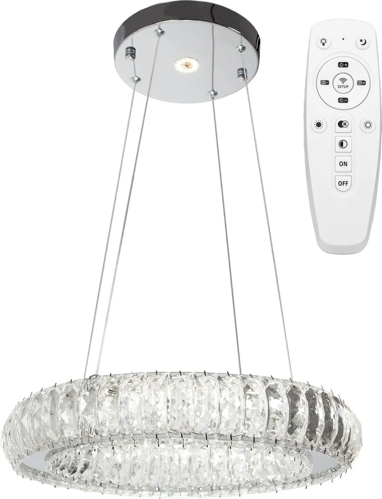 Toolight Toolight, Křišťálové LED závěsné svítidlo APP1040-CP + dálkové ovládání, chromová, OSW-09473