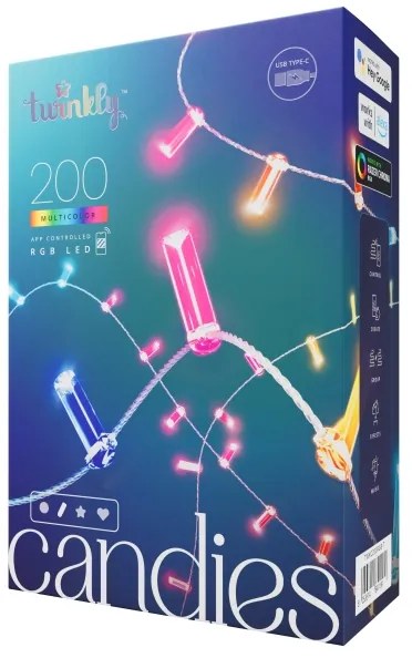 Twinkly TWKC200RGB-T - LED RGB Stmívatelný vánoční řetěz 200xLED 14 m USB Wi-Fi