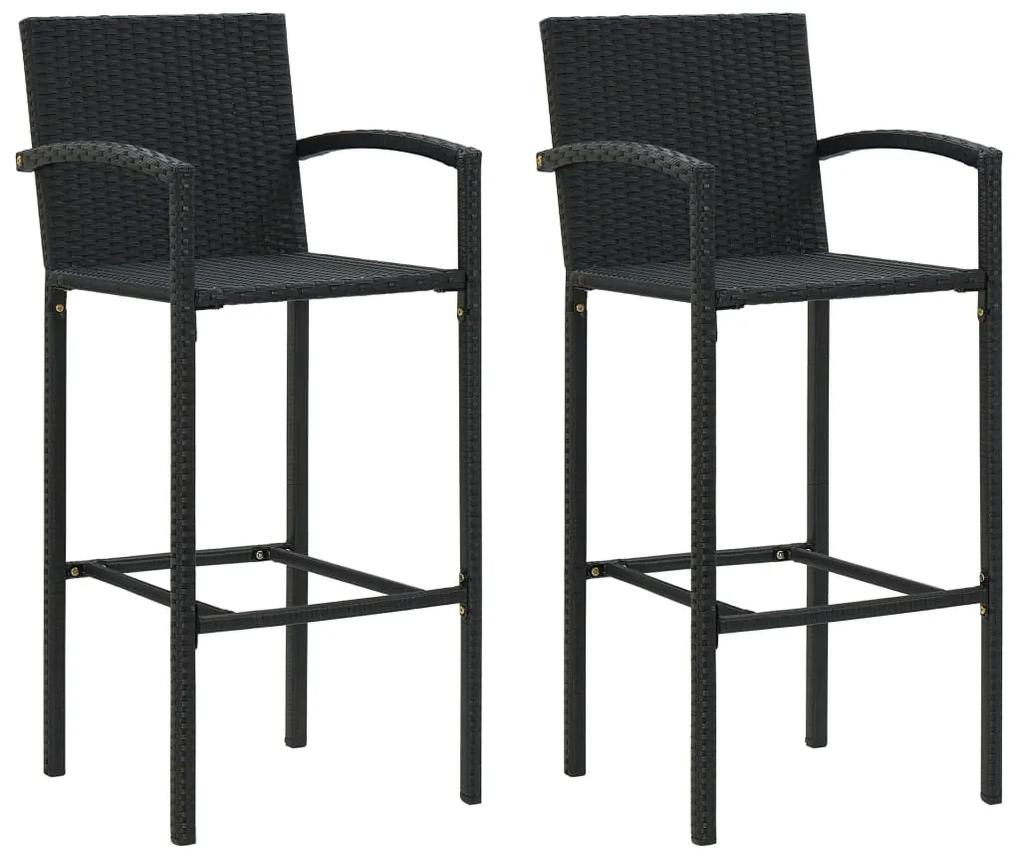 Barové stoličky 2 ks černé polyratan,  313452
