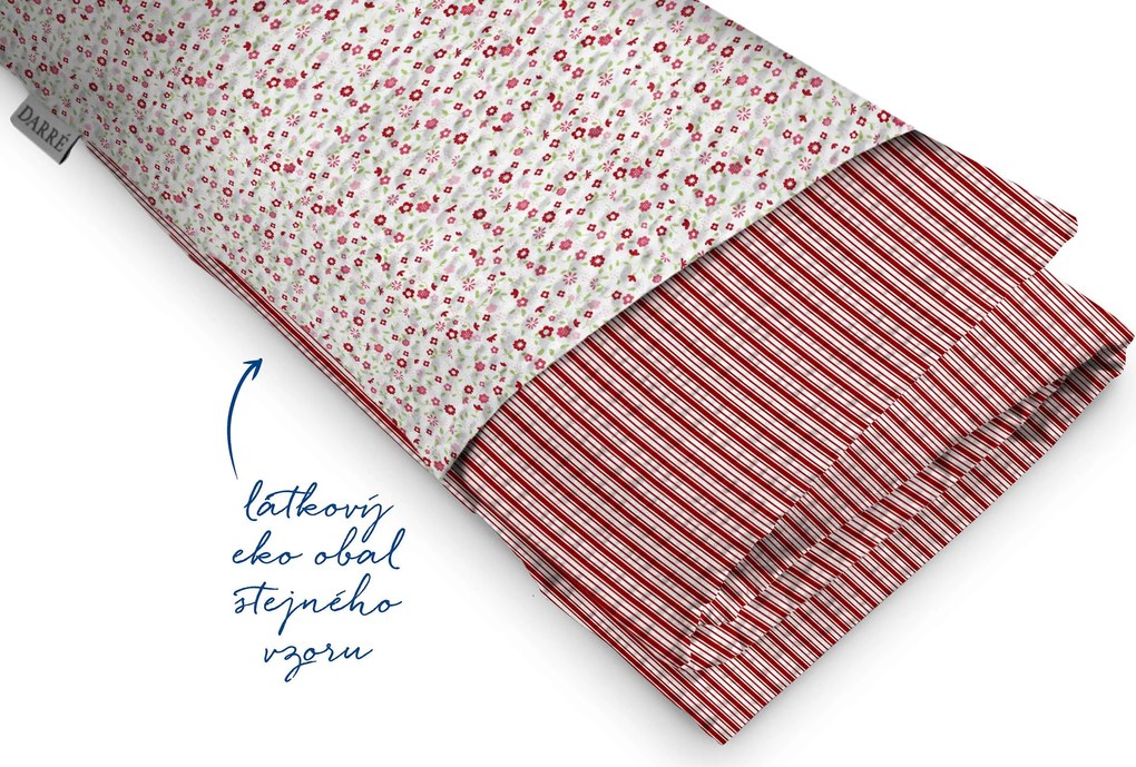 Krepové prodloužené povlečení Borghese červené s pruhem Velikost: 140 x 220 + 70 x 90