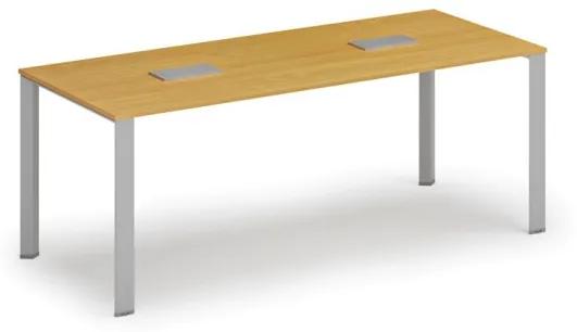 Stůl INFINITY 2000 x 900 x 750, buk + 2x stolní zásuvka TYP V, stříbrná