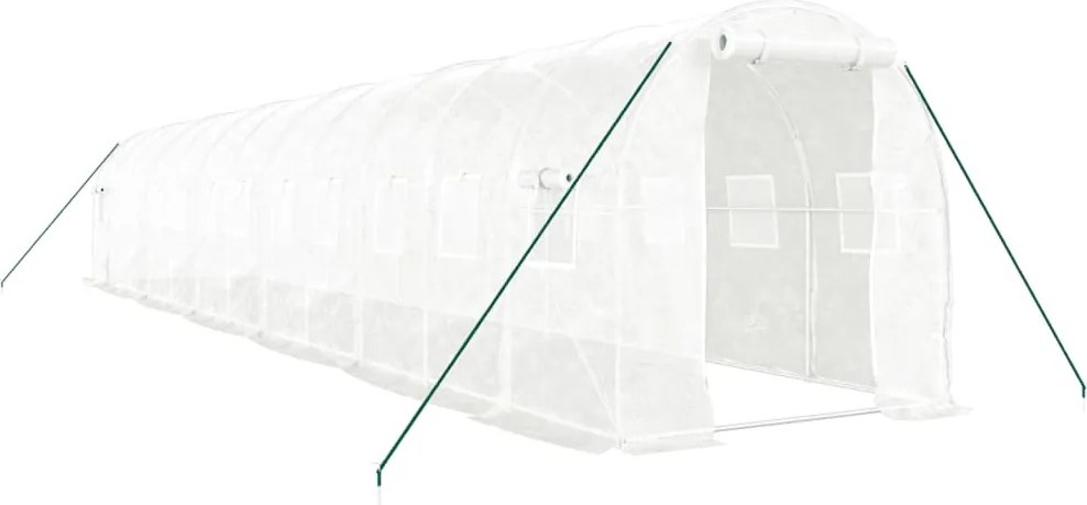 Skleník s ocelovým rámem bílý 24 m² 12 x 2 x 2 m 3188032