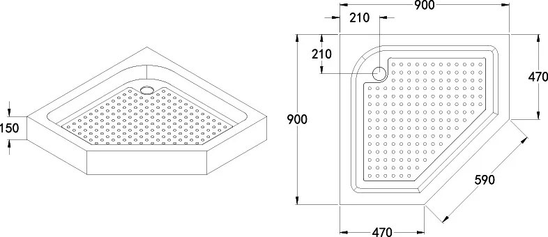 BPS-koupelny Pětiúhelníkový sprchový kout HYD-PK07B 90x90 černá/transparent + vanička HYD-PSV-SXL07B bílá