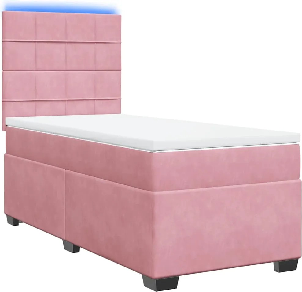 Box spring postel s matrací růžová 80 x 200 cm samet 3293067