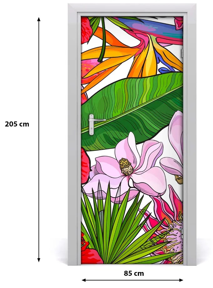 Samolepící fototapeta na dveře havajský vzor 85x205 cm