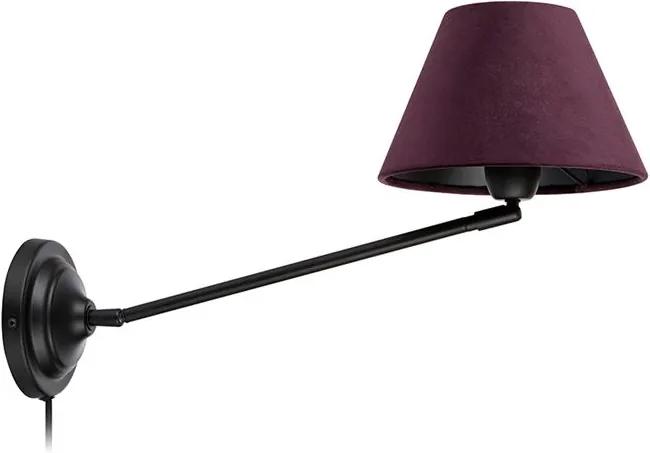 Markslojd 107387 GARDA - Nástěnná lampa s kabelem, fialové textilní stínidlo 1xE27