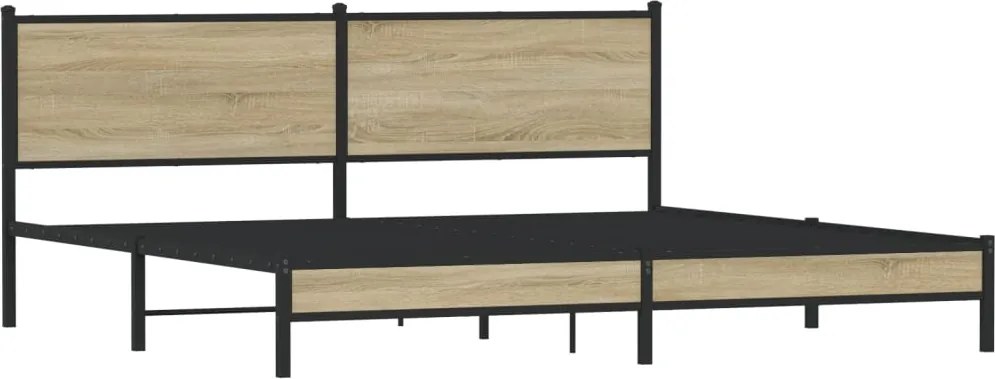 Kovový rám postele bez matrace dub sonoma 200 x 200 cm 3301394