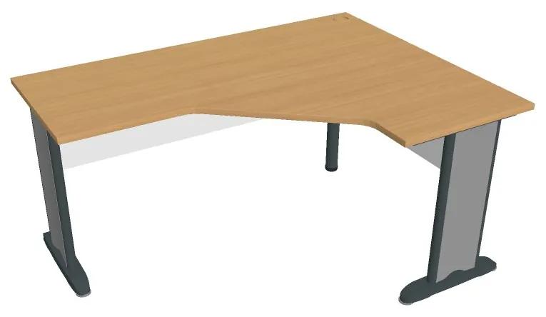 Stůl ergo lomený levý 160×120/60 cm - Hobis Cross CEV 60 L Dekor stolové desky: buk, Dekor lamino podnože: bílá, Barva nohou: černá