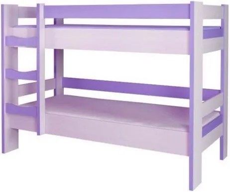 Dětská patrová postel pro 2 děti CR123, fialovo-bílá BRADOP