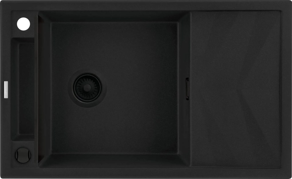Deante Magnetic, granitový dřez na desku 820x500x219 mm Z/O, 3,5" + prostorově úsporný sifon, 1-komorový, černá, ZRM_N113